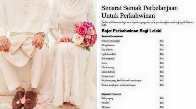 Checklist Bajet Kahwin Untuk Bakal Pengantin Lelaki & Perempuan